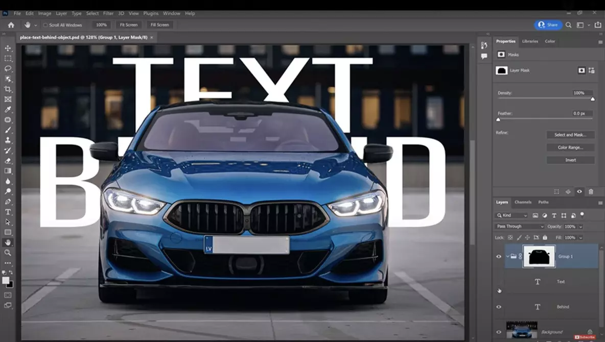 Com col·locar text darrere d'un objecte mitjançant la selecció de subjectes i les màscares ràpides a Photoshop