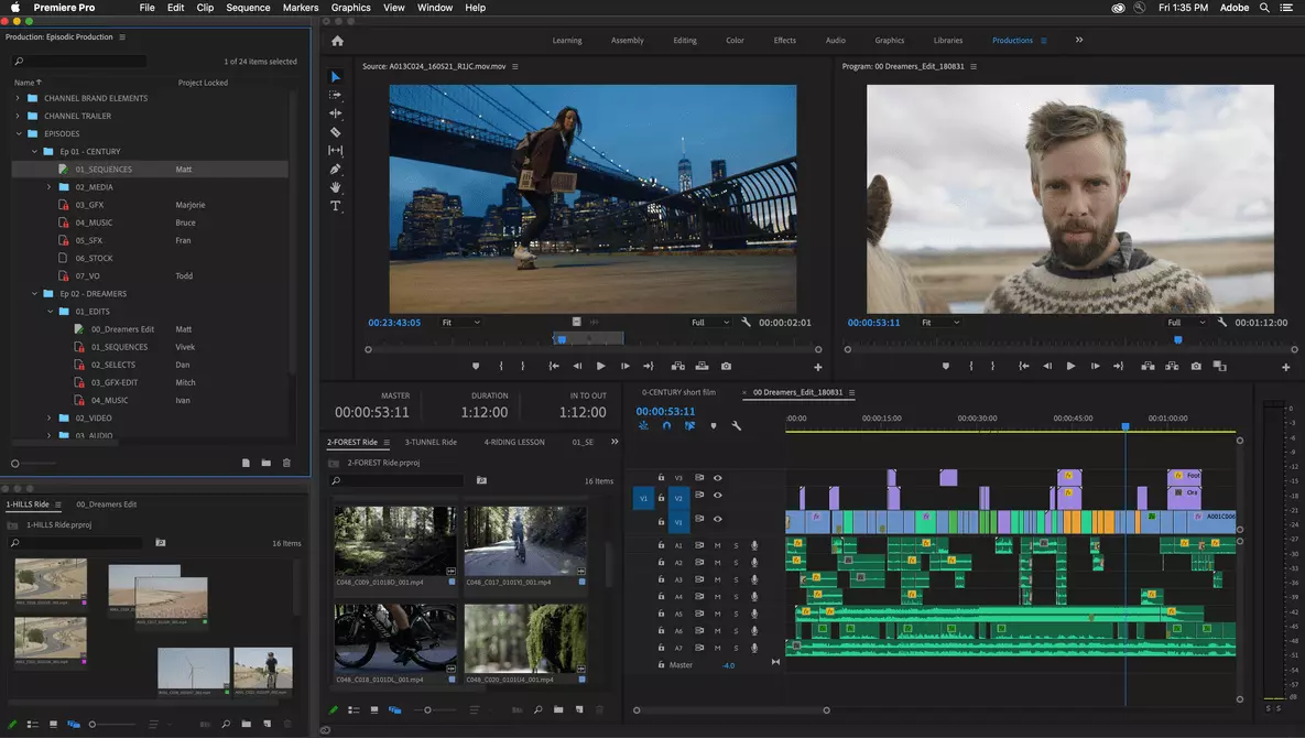 Adobe Premiere füügt Pro Productions Features