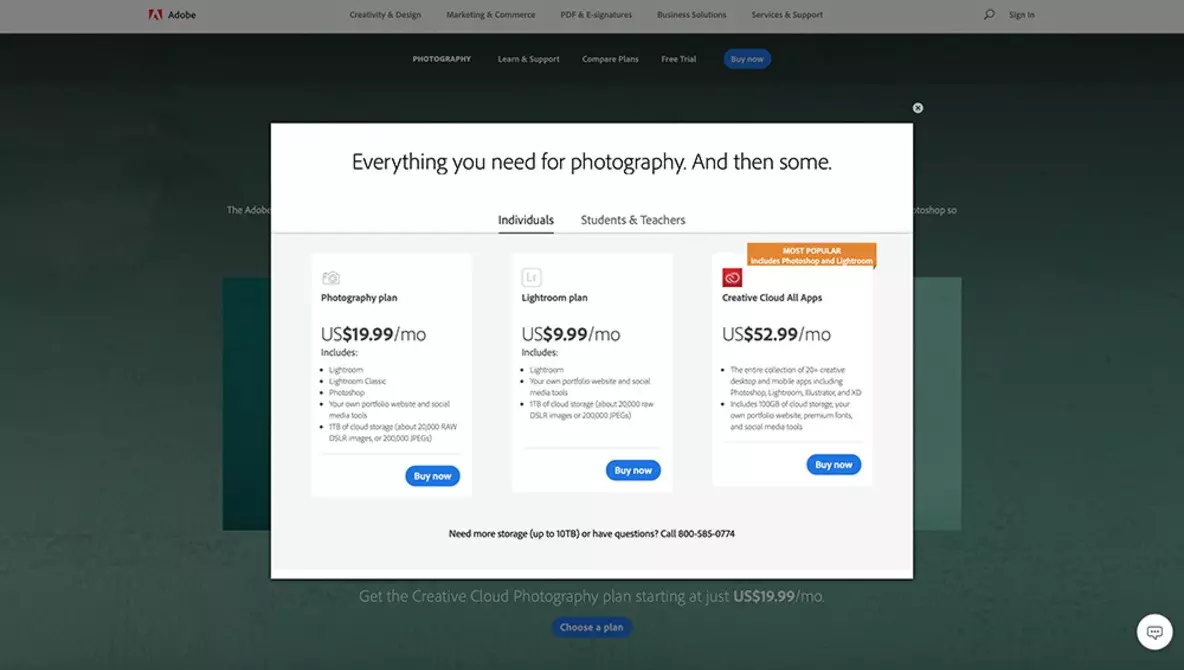 Falta el plan de fotografía de $ 10 de Adobe para algunos usuarios mientras Adobe ejecuta 'pruebas'