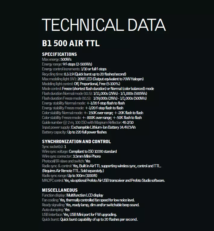 Tehnični podatki-B1
